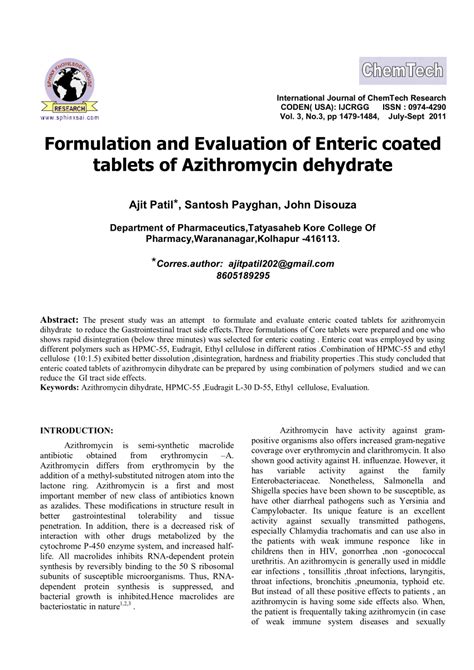 Pdf Formulation And Evaluation Of Enteric Coated Tablets Of