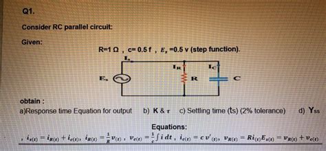Solved Q Consider RC Parallel Circuit Given R Chegg