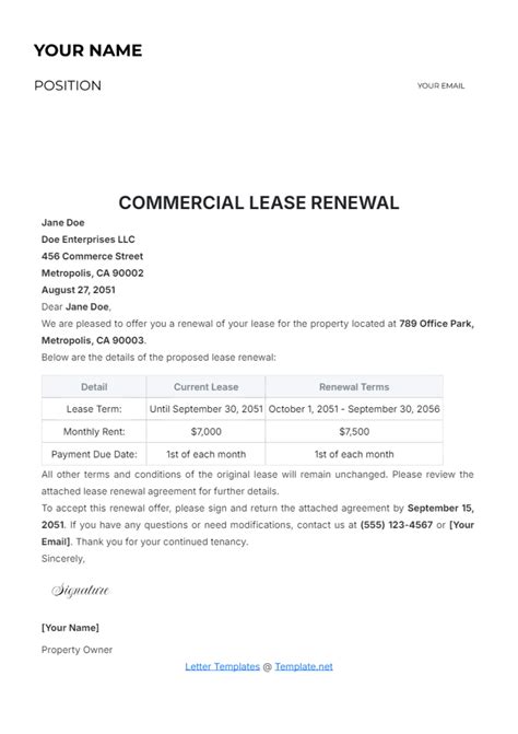 Lease Renewal Template