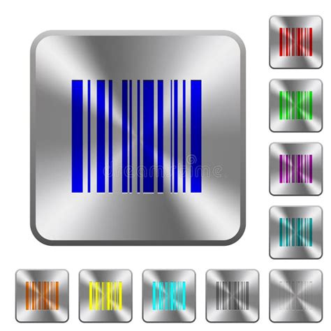 Barcode Rounded Square Steel Buttons Stock Vector Illustration Of