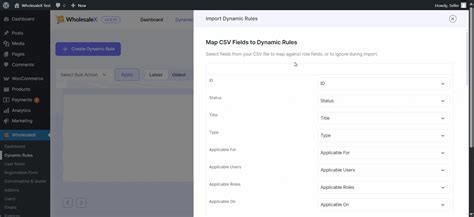 Dynamic Rules Import Export WholesaleX