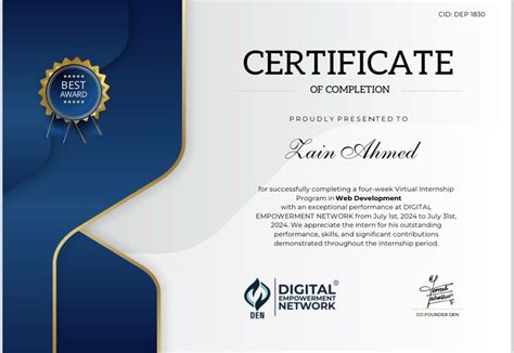 Zain Ahmed On Linkedin Internship Digitalempowerment Professionalgrowth