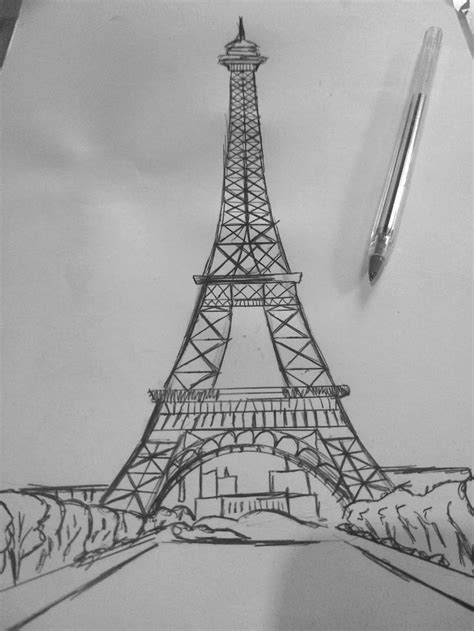 Eiffel Tower Pencil Art Eiffel Tower Drawing Easy Drawings Sketches Eiffel Tower Art