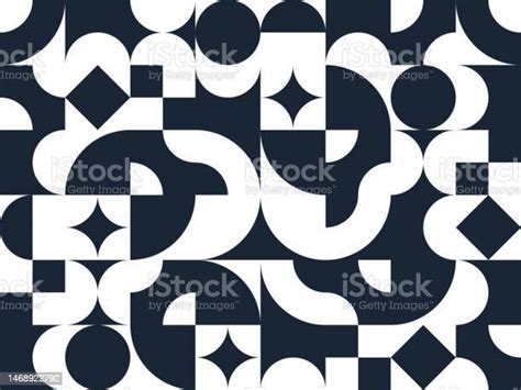 기하학적 추상적 인 상추적 패턴과 기하학적 으로 흑백 의 간단한 요소 복고풍 70 년대 스타일의 벽지 배경 바우하우스 건설 스타일 타일 모자이크에 대한 스톡 벡터 아트 및