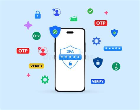One Time Passcode And 2fa Process On The Smartphone Screen With Colorful Icons Floating Around