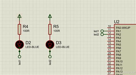嵌入式实验1 软件配置stm32最小系统led灯交替闪烁请使用基于stm32固件库的工程模板来完成控制2个led交替闪烁的电路和程序
