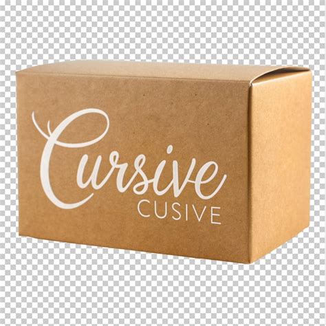 Premium Psd A Brown And White Box With The Word Cursive On