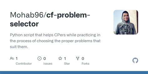 Github Mohab96cf Problem Selector Python Script That Helps Cpers