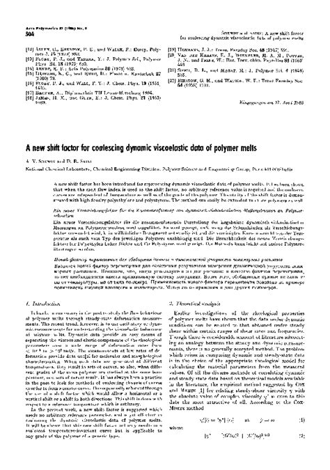 Pdf New Melt Flow Index Based Shift Factor For Polymer Viscoelasticity