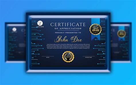 Professional Technology Luxury Black And Blue Smart Looking Certificate Template