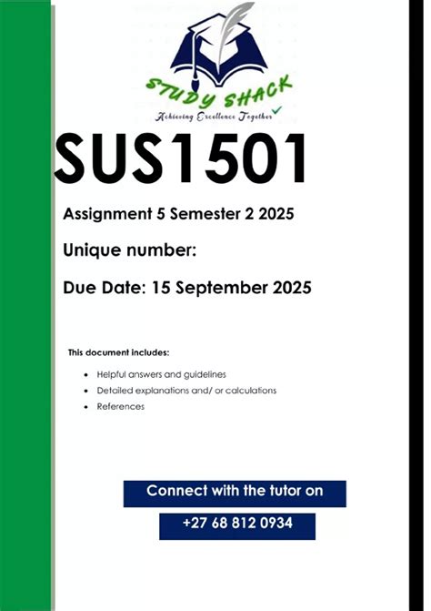 Sus1501 Assignment 5 Quality Answers Semester 2 2025 Sustainability