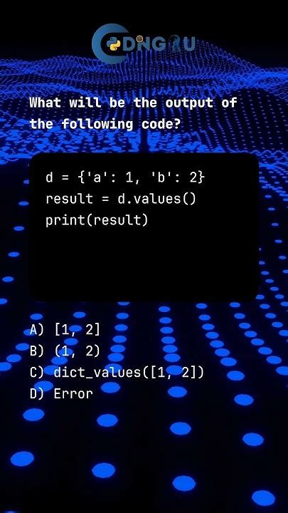 Python Mcq Using Values With Dictionaries Python Pythonmcq Pythoncoding Coder Youtube