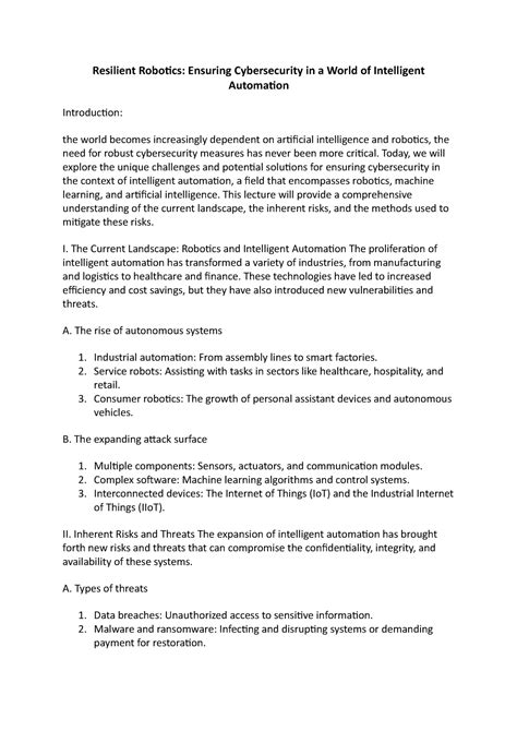 Resilient Robotics Ensuring Cybersecurity In A World Of Intelligent