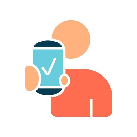 Mobile Verification Line Icon Person Smartphone Checkmark User Authentication Approval