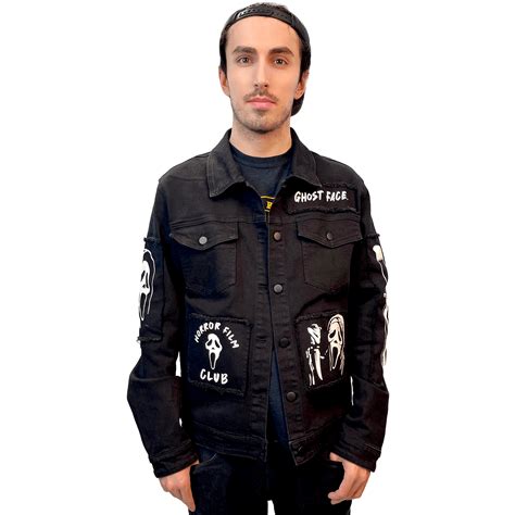 Ghostface Frayed Patch Black Denim Jacket Abracadabranyc