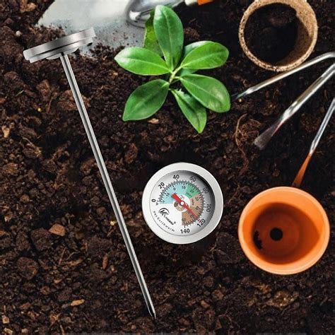 Compost Thermometer Soil Temperature Measuring Device With Stainless Steel Dial 20CM Fruugo UK