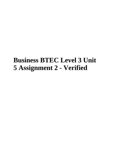 Business Btec Level 3 Unit 5 Assignment 2 Verified 2024 Distinction Business Btec Level 3