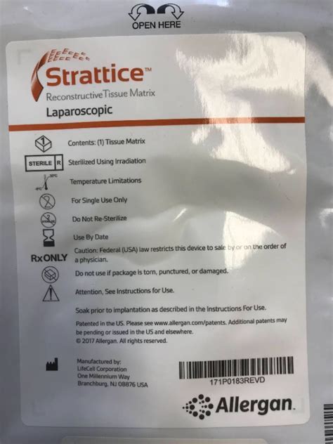 New Lifecell 0608005 Strattice Reconstructive Tissue Matrix Laparoscopic 6x8cm X Disposables