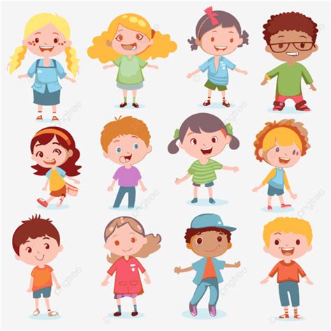 어린이 클립 아트 흰색 배경 만화에 어린이의 다양한 Eps 및 벡터 어린이들 클립 아트 만화 Png 일러스트 및 벡터 에 대한 무료 다운로드 Pngtree
