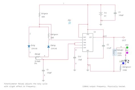 High Frequency PWM With NE555 With Control Led Multisim Live