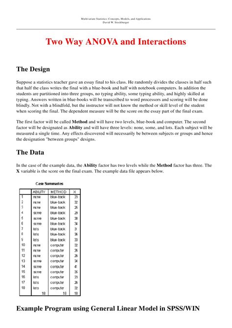 Two Way Anova And Interactions Pdf Analysis Of Variance Statistical Analysis