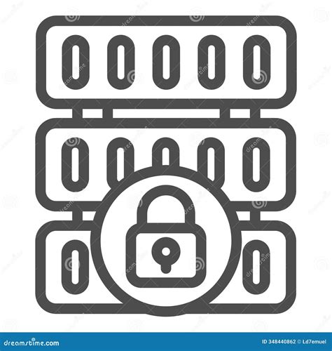 Locked Disk Storage Array Line Icon Data Hoarding Concept Vector Graphics Stock Illustration