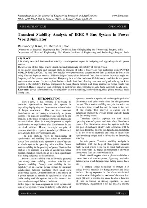Pdf Transient Stability Analysis Of Ieee 9 Bus System In Power World