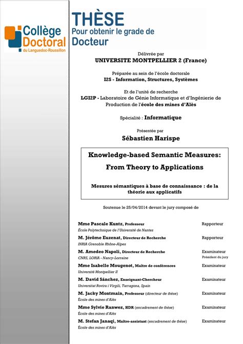 Pdf Knowledge Based Semantic Measures From Theory To Applications