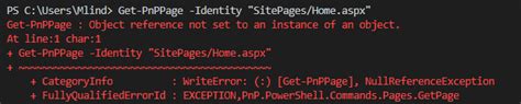 BUG Get PnPPage Results In Object Reference Not Set To An Instance Of An Object Issue