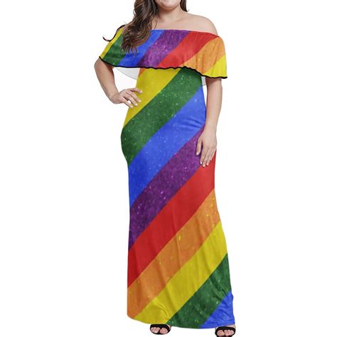 Lgbtq Pride Women Off Shoulder Maxi Dress Sizes Upto 7xl Etsy