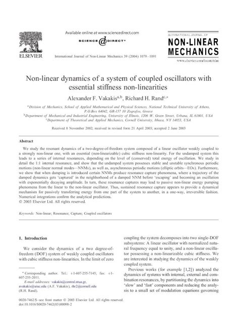 pdf non lineardynamicsofasystemofcoupledoscillatorswith pi math