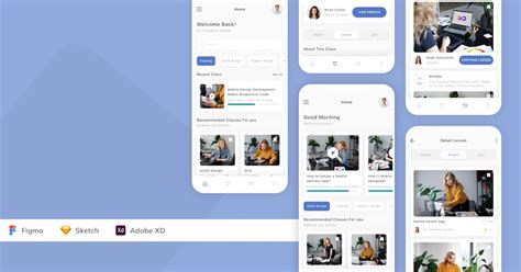 online class mobile app ui kit ux and ui kits ft online and education
