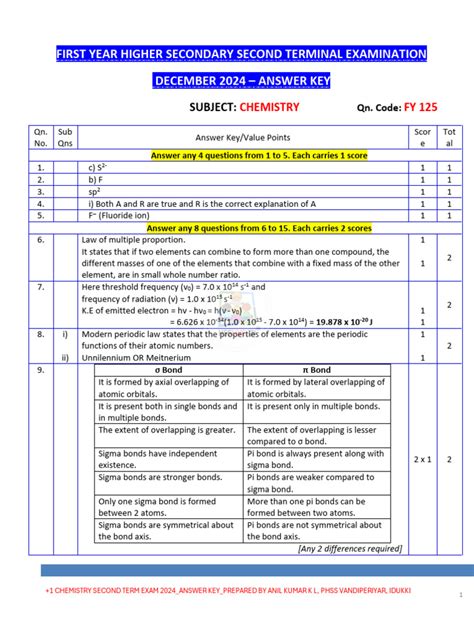Hsslivexichem Keydec2024 Pdf Chemical Bond Electron
