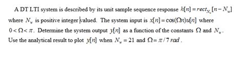 solved a dt lti system is described by its unit sample