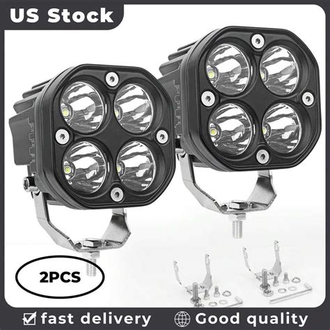 Led Round Light Bar 2pcs 5 Inch 80w 14000lm Flood Light Pod Off Road Fog Driving Roof Bar Bumper