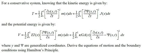 For A Conservative System Knowing That The Kinetic