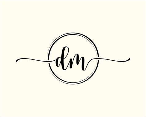 Initial Handwriting Dm Circle Logo Illustration Dm Letter Logo Design