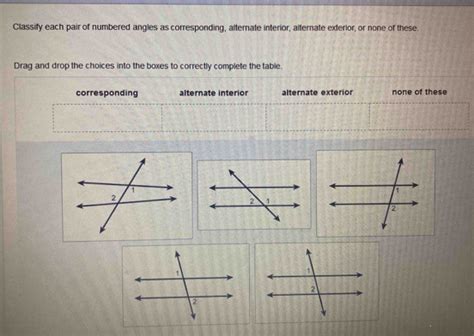solved classify each pair of numbered angles as corresponding