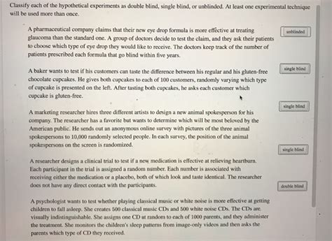 Classify Each Of The Hypothetical Experiments As