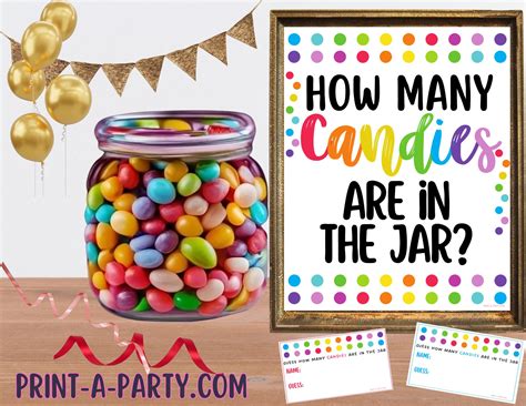 Candy Jar Guessing Game How Many Candies In Jar Includes Sign And