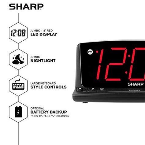 SHARP LED Digital Alarm Clock Simple Operation Easy To See Large Numbers Built In Night