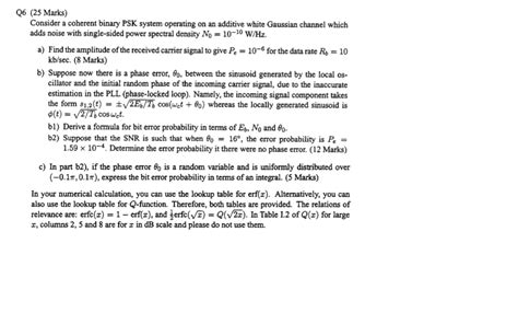 q6 25 marks consider a coherent binary psk system