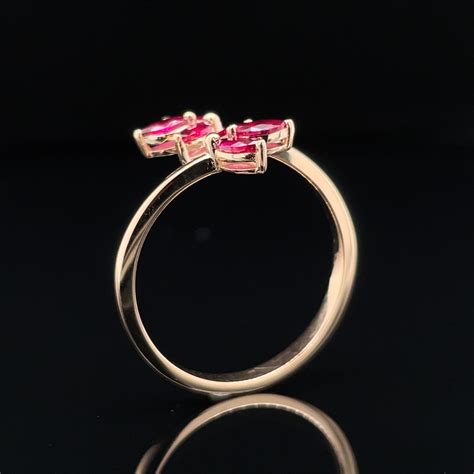 Ruby Bypass Ring · Rose Gold Dainty Ruby Ring · July Birthstone Ring · Minimalist Ruby Ring