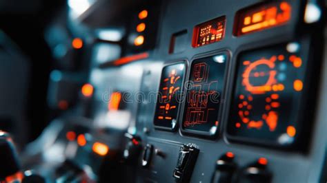 Futuristic Control Panel Displaying Complex Schematics And Data In A
