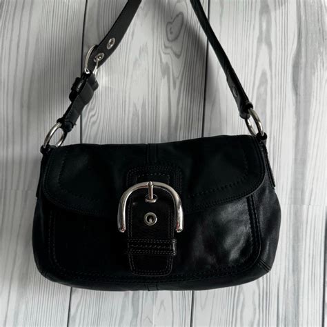 Coach Vintage Y2k Soho Black Leather Buckle Flap Shoulder Bag Hobo