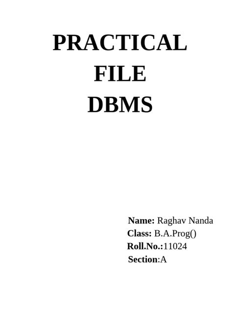 Dbms Practical File Pdf Databases Software