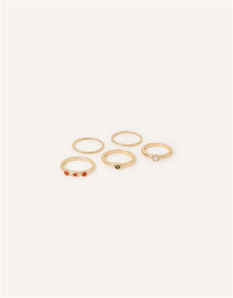 Gem Stacking Rings 5 Pack Multi Stacked Rings Accessorize Uk