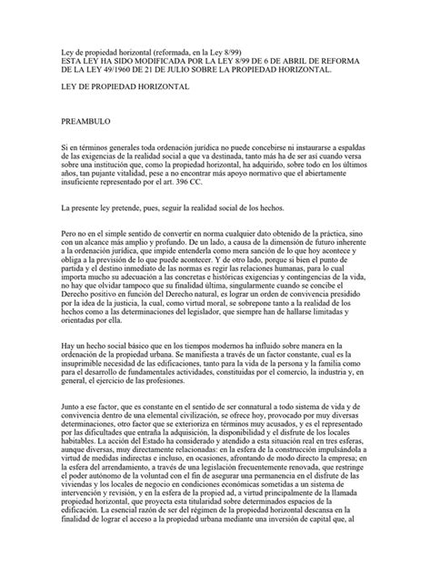 Ley De Propiedad Horizontal Pdf Propiedad Condominio