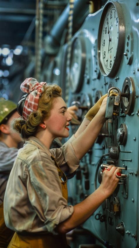 Free Vintage Industrial Work Image Vintage Woman Machinery