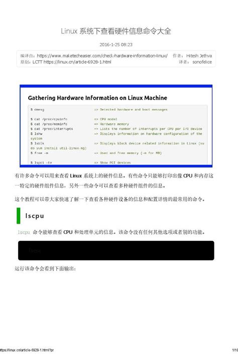 linux查看硬件信息 word文档在线阅读与下载 无忧文档